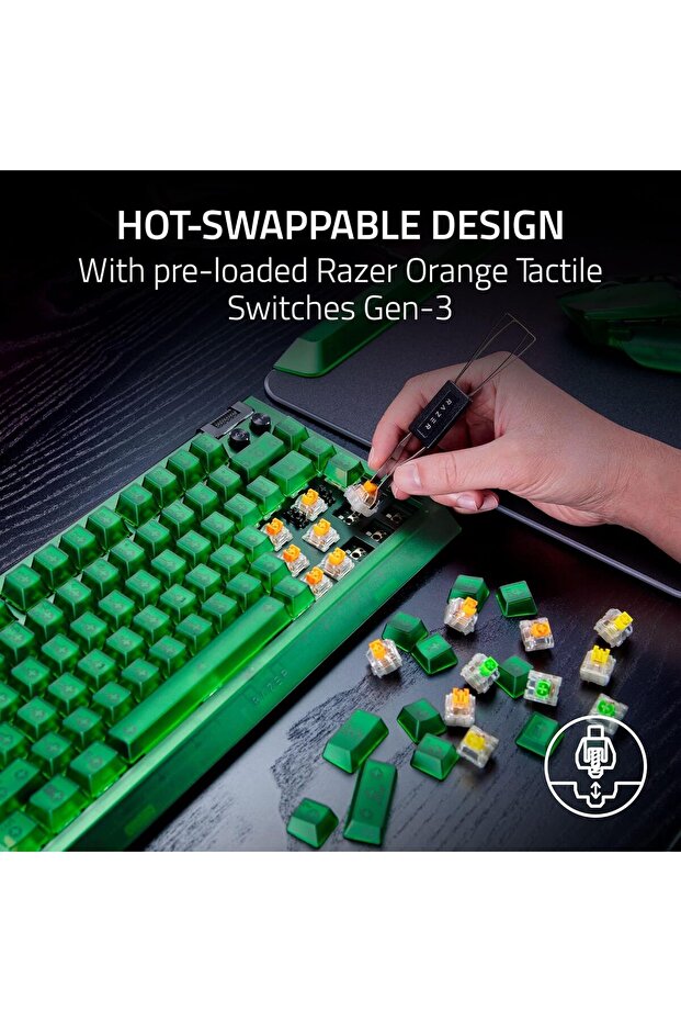 RAZER BlackWidow V4 75% Gaming Keyboard, Hot-Swappable, Orange Tactile ...