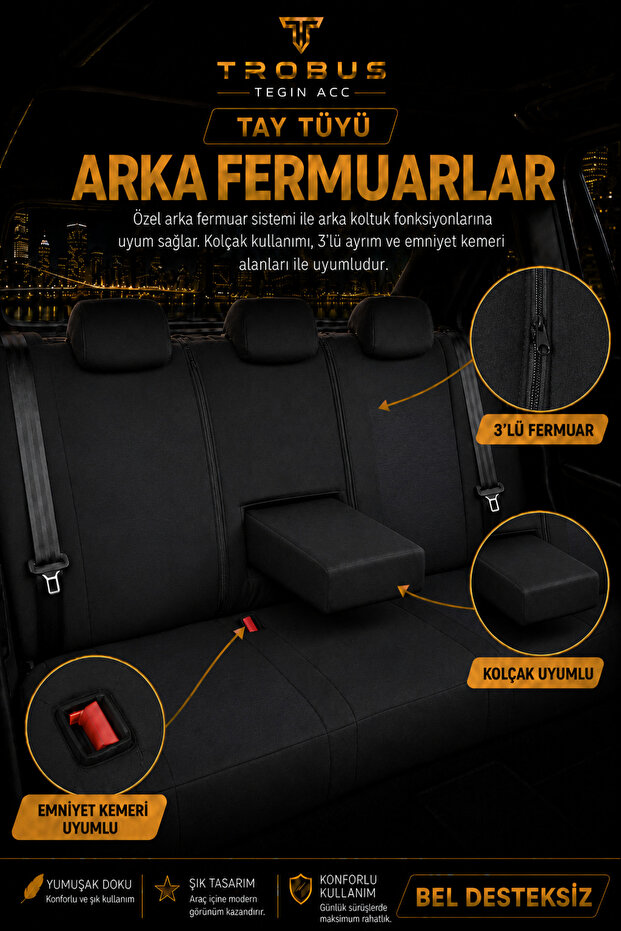 TROBUS Skoda Kamiq 2019 Sonrası Uyumlu Nergis Siyah Ortopedik Tay Tüyü ...
