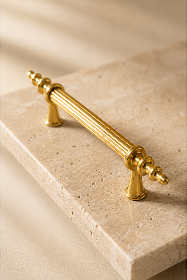 Marbello Traverten Tepsi Gold Kulplu 20x30 cm Kahve Sunum Tepsisi Banyo ...
