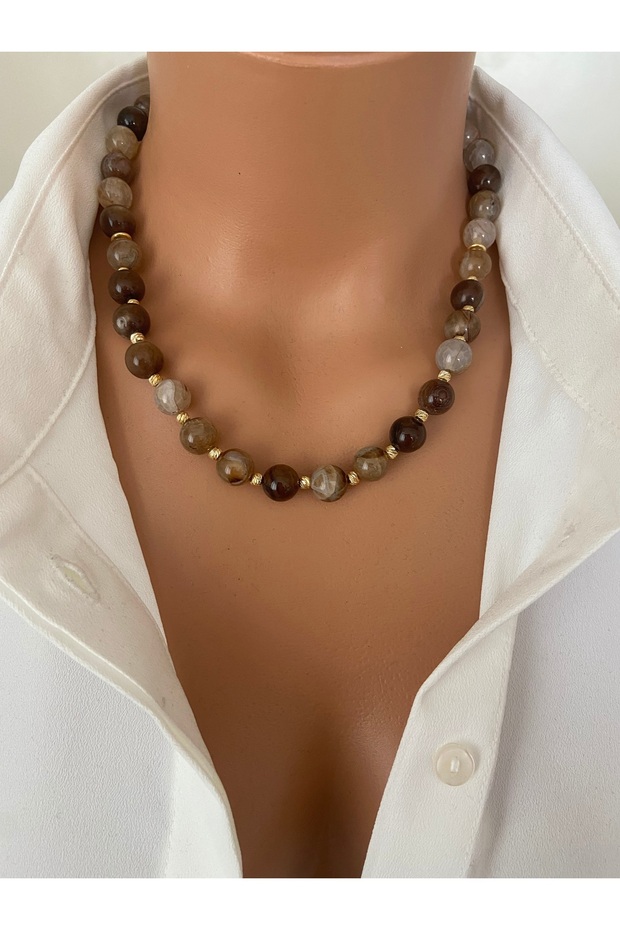 TARZ-I TAKI DOĞAL TAŞ 10 mm KAHVE Akik Mocha Elegance Kolye - Fiyatı ...