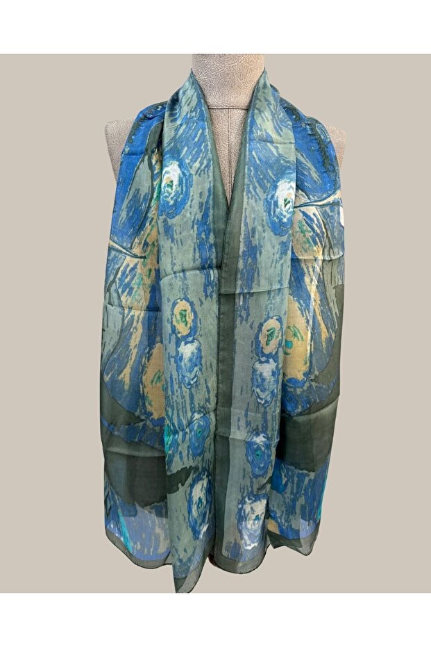 Pure Silk Atelier %100 Saf İpek Van Gogh Yıldızlı Geceler Desenli Lüks ...
