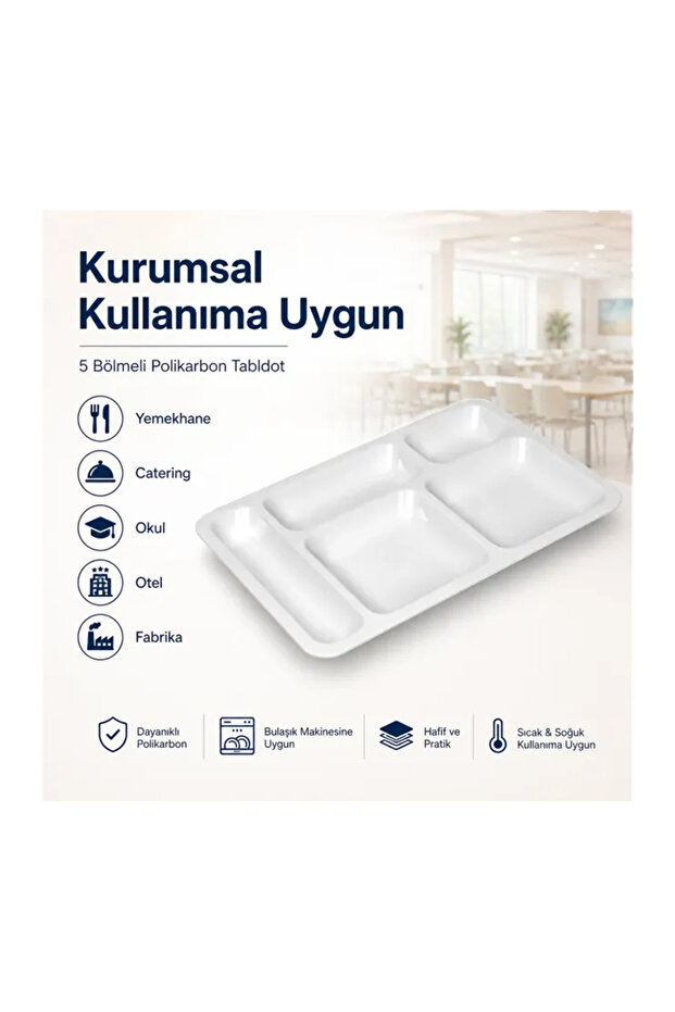 Kaya Ambalaj 5 Gözlü Tabildot Tabak Kullan At Köpük Tabak 25 Adet ...