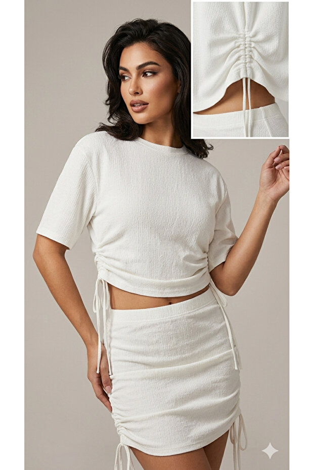 Sublime Butik Beyaz Oversize Yanları Büzgülü Salaş Geniş Kesim Soft ...