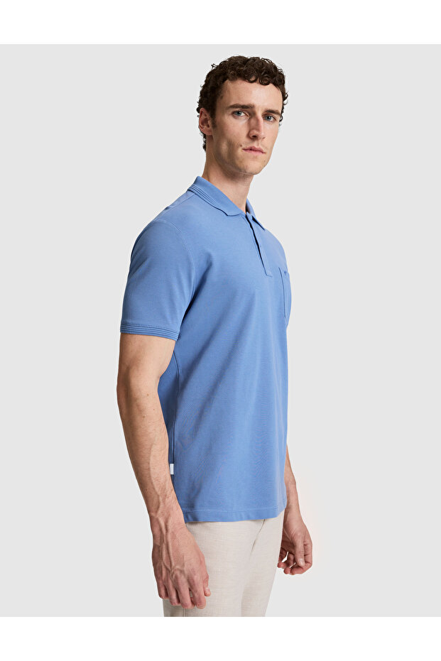 Pierre Cardin Mavi Regular Fit %100 Pamuk Düğmeli Polo Yaka Basic ...