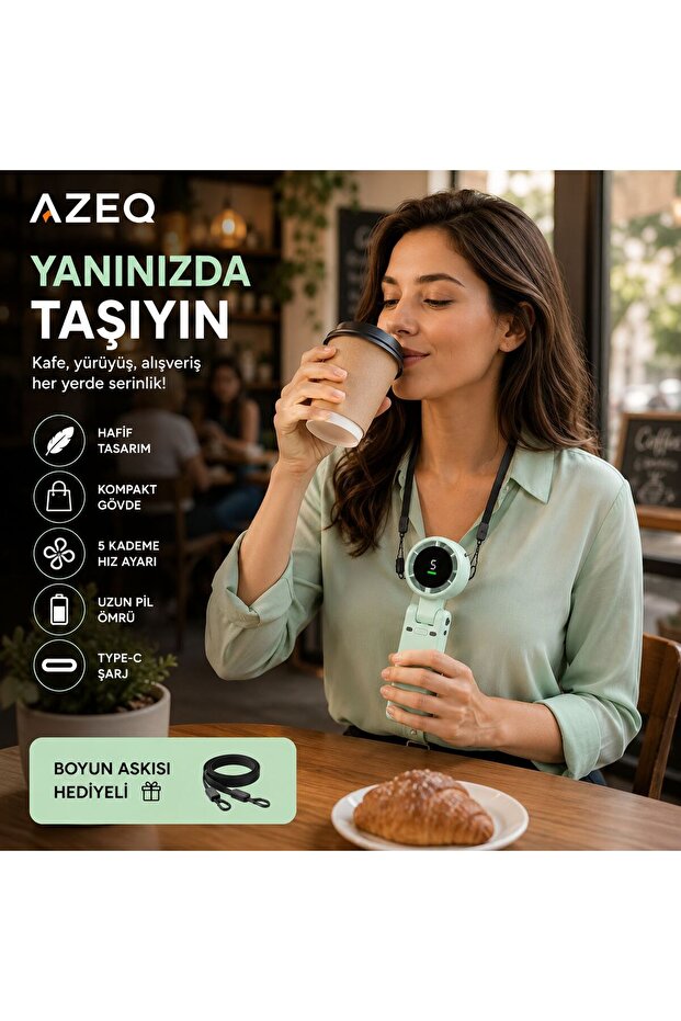 AZEQ Taşınabilir 5 Kademeli Turbo El Fanı 13000+ RPM Dijital Ekranlı ...