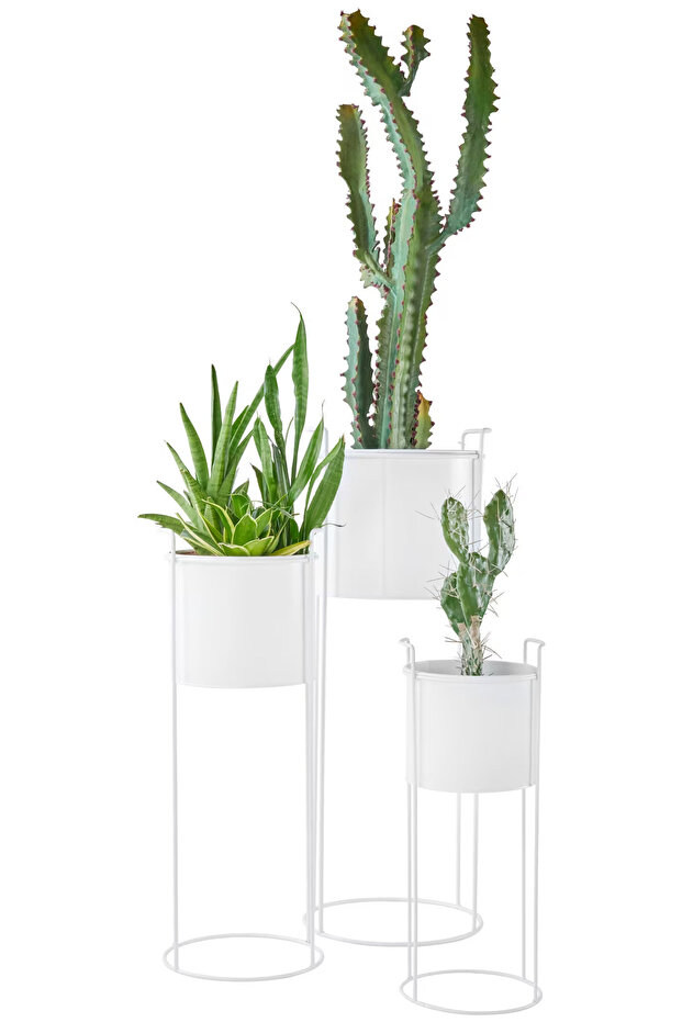 Desen Dekorasyon Ayaklı Metal Silindir Çiçek ve Saksı Standı 65 cm ...