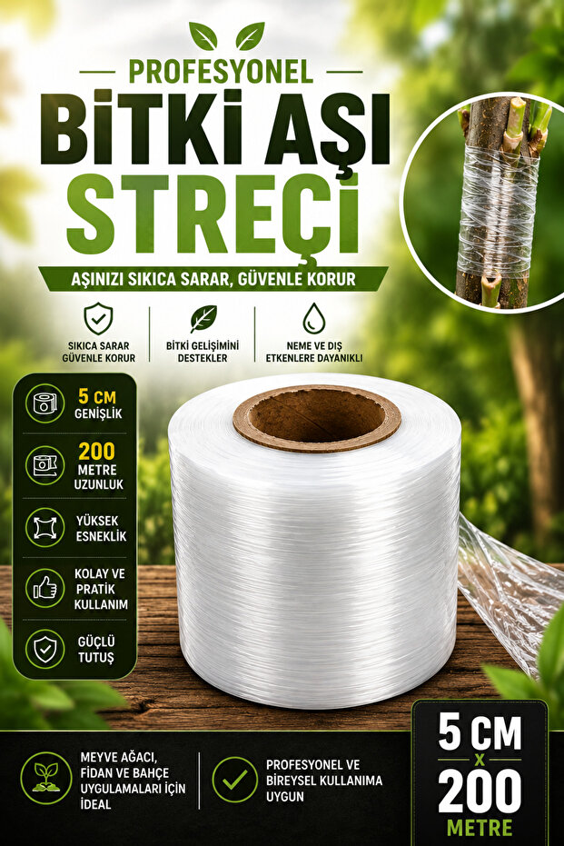 Dihamer Şeffaf Aşı Streçi 5 Cm x 200 Metre Bitki Koruma Bandı - Fiyatı ...