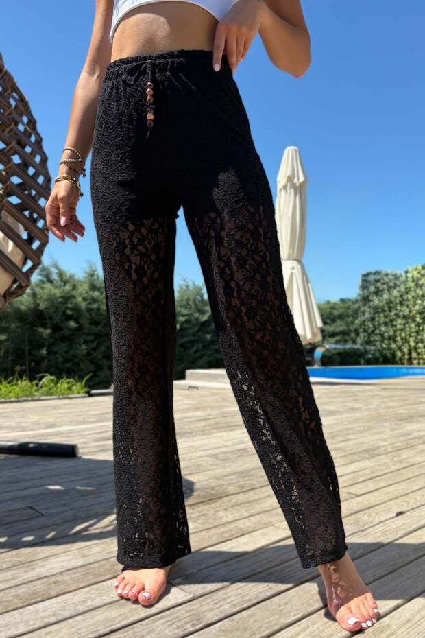 Mine Tan Butik Kendinden Şortlu Nakış Detaylı Transparan Pantolon ...