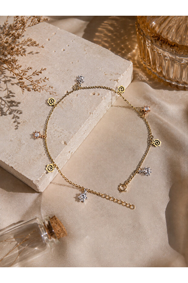 Zeynepli gold & jewelry 14 AYAR ALTIN GÜNEŞ VE GÜL TASARIMLI HALHAL ...