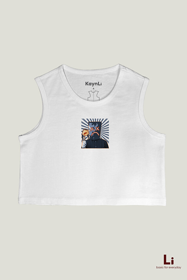 KaynLi Crop Easy Cut Baskılı Atlet - Sad Face - Fiyatı, Yorumları