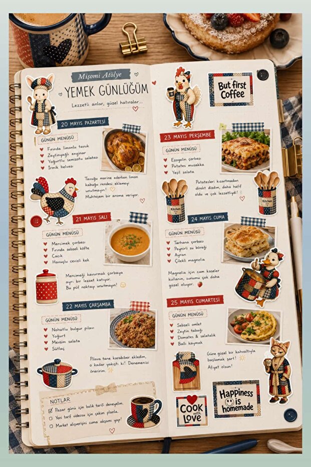Mişomi Atölye Country Kitchen Sticker Seti | 25+ Sticker | Ajanda ...