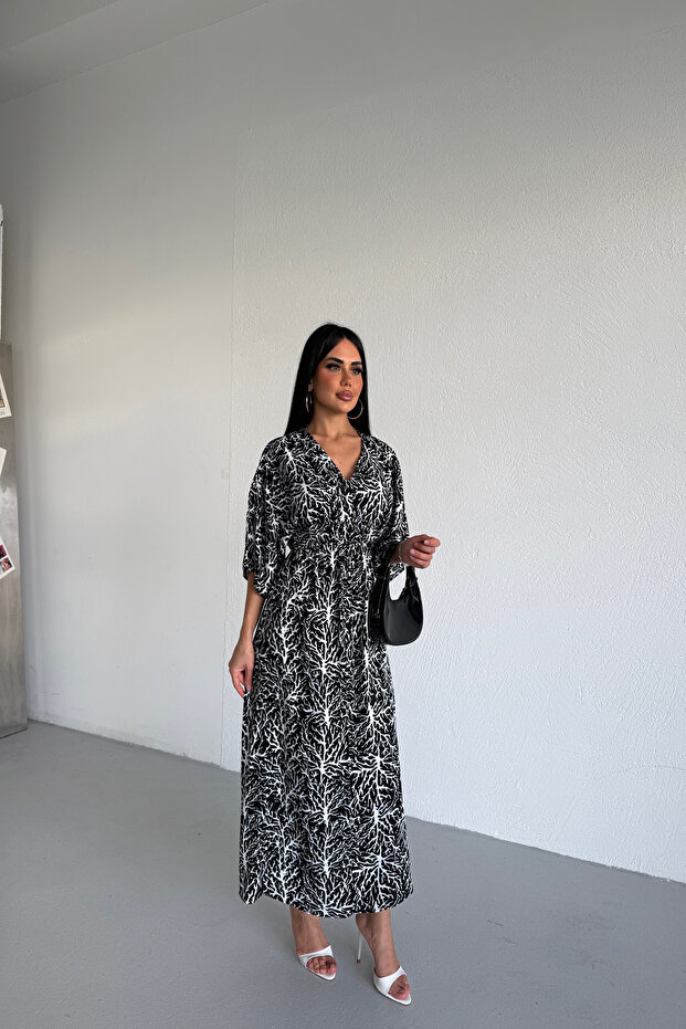 LİLA İSTANBUL Kruvaze Yaka Etnik Desenli Yazlık Elbise - Fiyatı, Yorumları