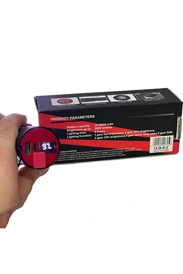Egonex Led El Feneri 2000 Lümen Usb Şarj Edilebilir Flash Işığı Yüksek ...