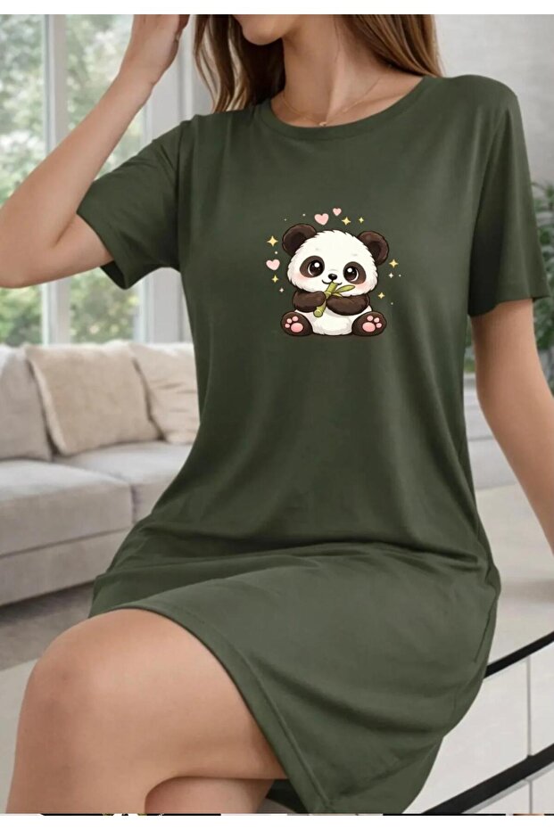 NIGRUM PARDUS YENİ SEZON PANDA BASKILI %100 PAMUK KISA KOLLU YAZLIK ...