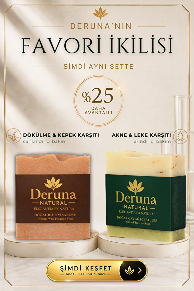 DERUNA NATURAL Çay Ağacı & Bıttım Biberiye Sabun Seti | Akne & Leke ve ...