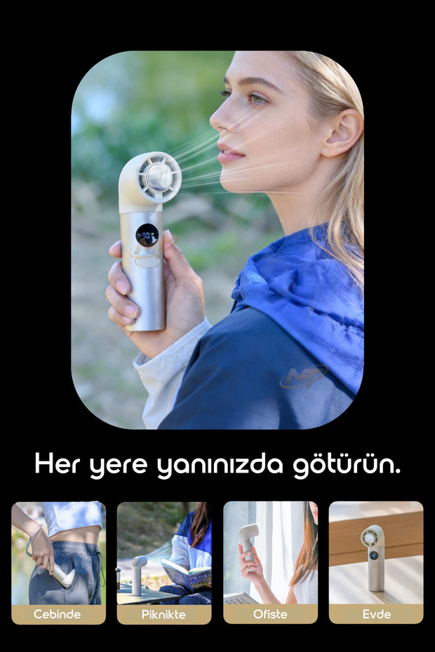 METONTECH IceCool Şarjlı Mini El Fanı 100 Kademeli Dijital Göstergeli ...