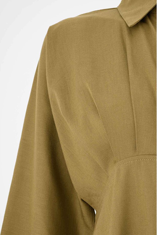 Hooopstore Reglan Kol Düğmeli Safran Elbise - Fiyatı, Yorumları