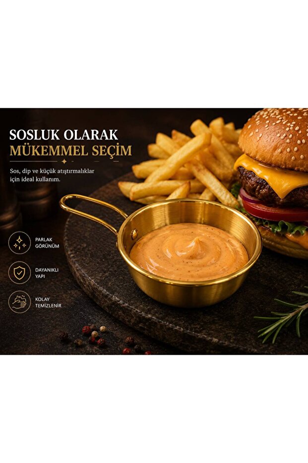 s elsa home 1 Adet Gold 304 Paslanmaz Çelik Kulplu Mini Tava Sosluk ...