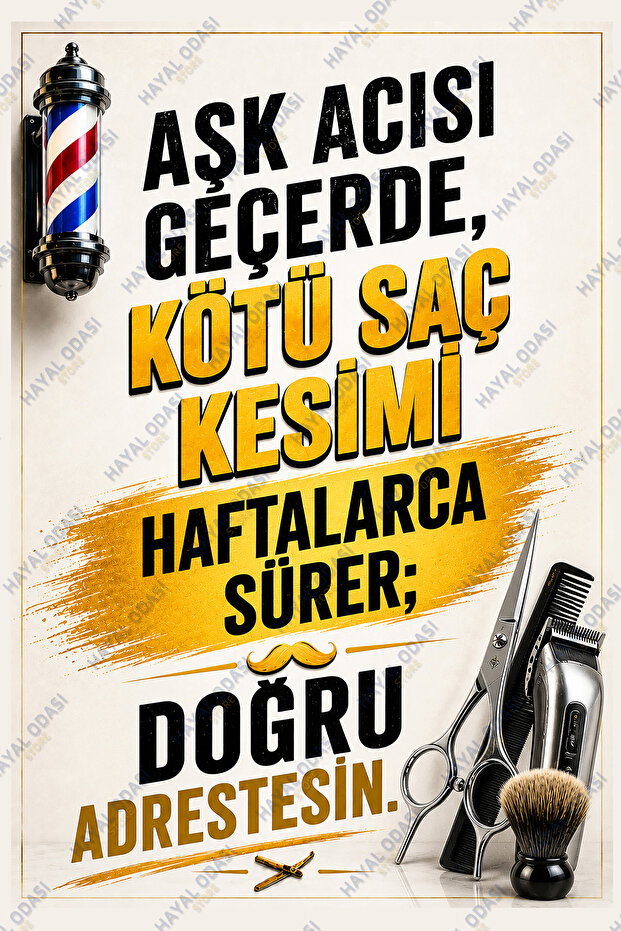 HAYAL ODASI STORE Berber Salonu Komik Sözler MDF Ahşap Tablo - Aşk ...