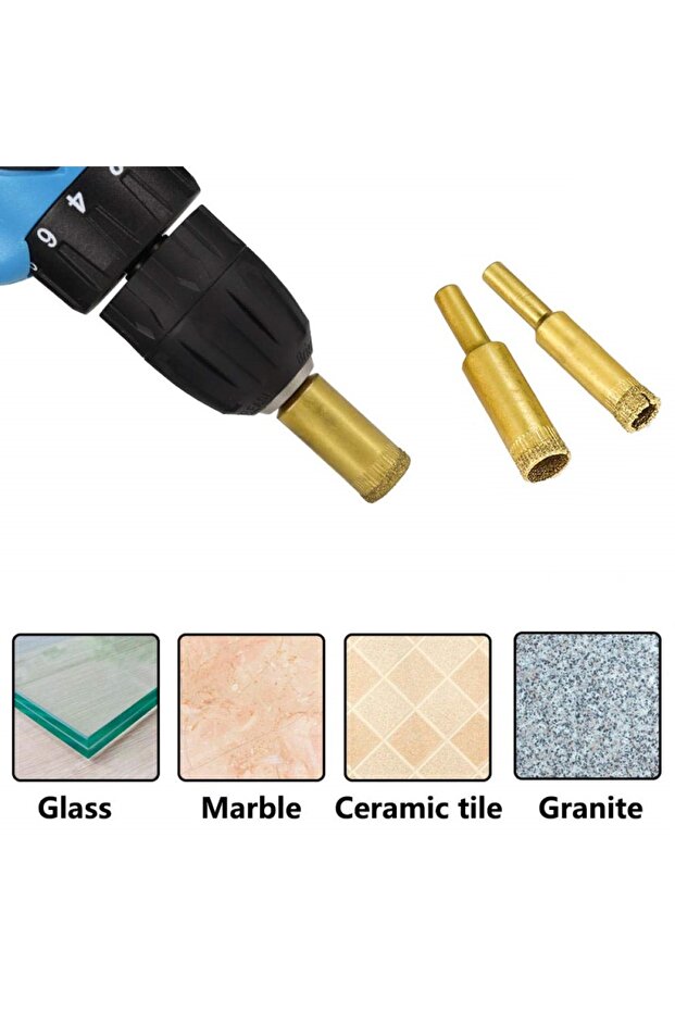 Depolife Mermer Seramik Cam Granit Delme 10mm - 12mm Panç Seti Elmas ...