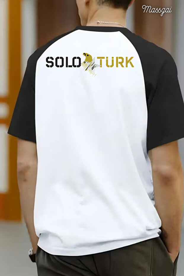 Massgai Unisex Tasarım SoloTürk Baskılı Oversize %100 Pamuk Reglan Kol ...