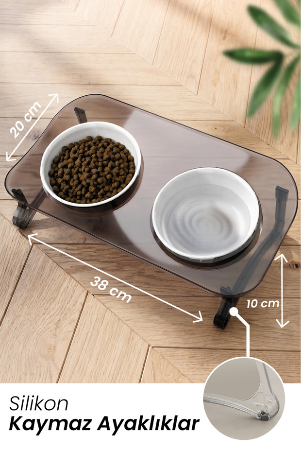 ATA HOME Kedi Mama Kabı, Kedi Köpek Mama ve Su Kabı, Çift Kaseli 15 ...