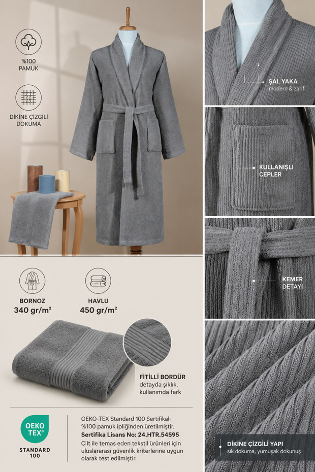 Ellaline Set halate de baie cu dungi 100% bumbac certificat 2 piese ...