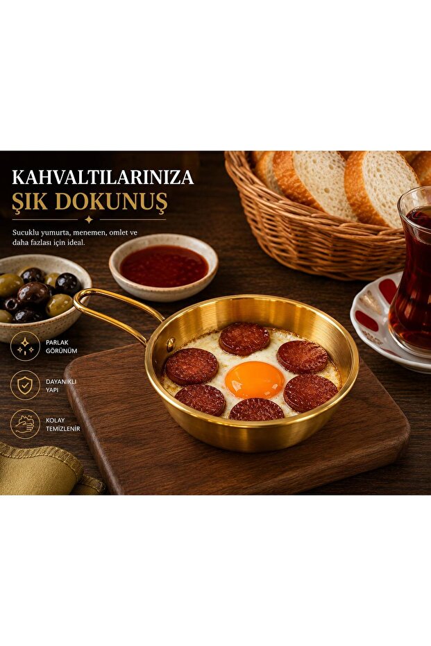s elsa home 1 Adet Gold 304 Paslanmaz Çelik Kulplu Mini Tava Sosluk ...
