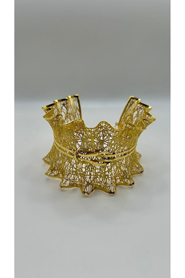NYR Gold Silver 925 Ayar Gümüş Tokalı Tül Kelepçe Geniş Korse Bileklik ...