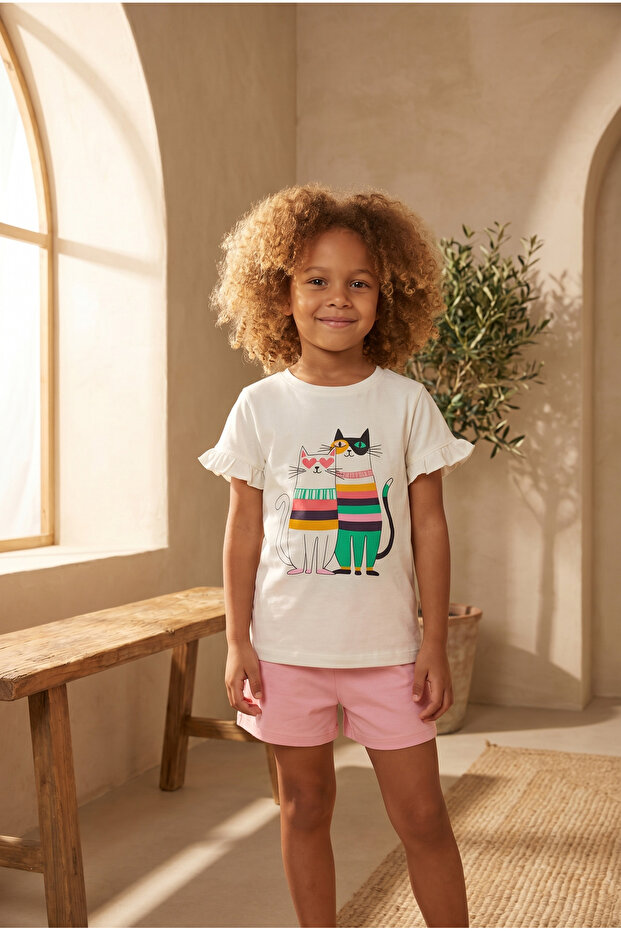 Katia & Bony Çocuk Kedi Desenli Şortlu Pijama Takımı - Fiyatı, Yorumları