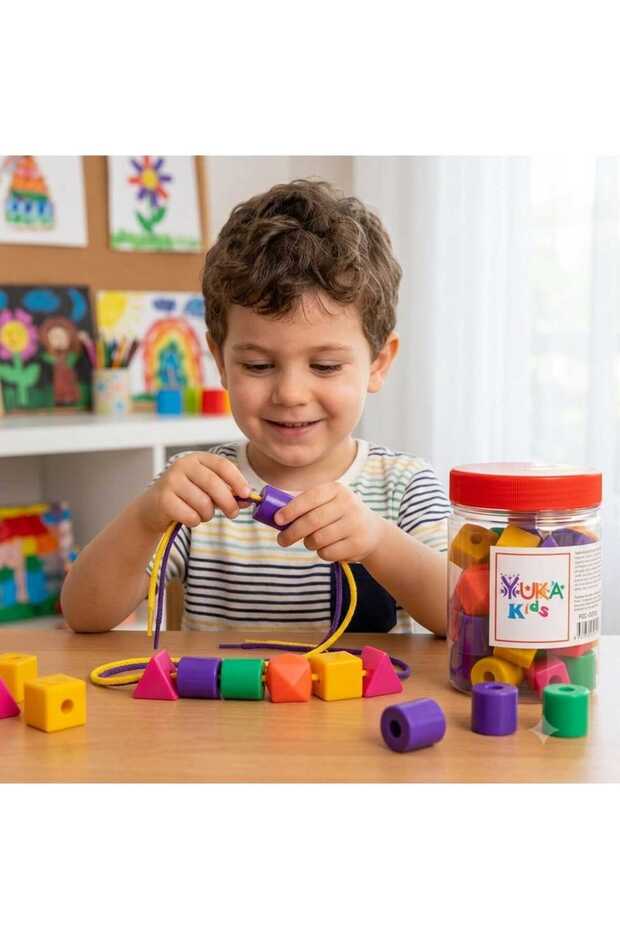 Yuka Kids Eğitici İpe Boncuk Dizme Oyunu - Çocuklar İçin 36 Parça Büyük ...