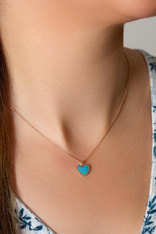 By Barun Silver Minimal Kalpli Kolye Mavi Neon 925 Ayar Zirkon Taşlı ...