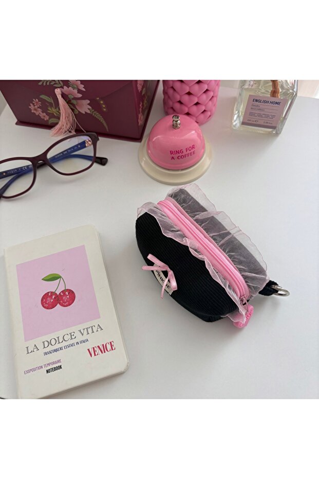 PİNKUE Coquette Mini Cüzdan/ Tüllü AirPods Çantası/ Çanta Charmı ...