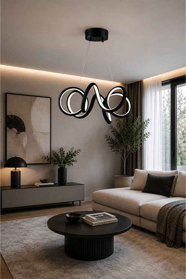 Luna Lighting Spiral Model Siyah Metal Salon Mutfak Oturma Yatak Odası ...