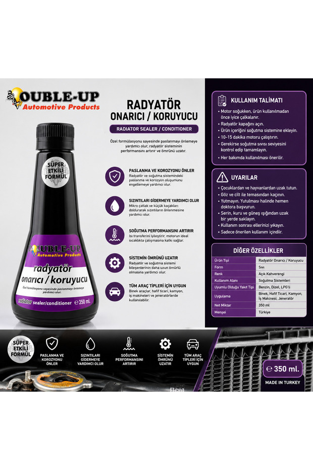 DUBLE UP Double-Up Radyatör Onarıcı Koruyucu 350 ml Radyatör Kaçak ...