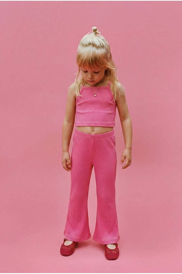 Magu Kız Çocuk Pembe Fitilli Crop Tayt Takım - Fiyatı, Yorumları