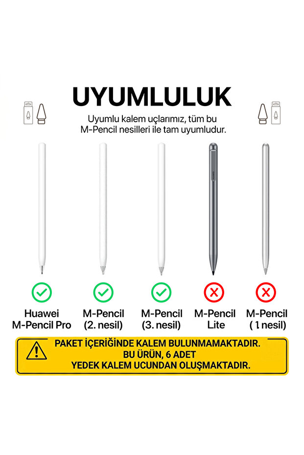 CaseOnn Huawei M-Pencil 3. Nesil için Saklama Kutulu Yedek Kalem Ucu 6 ...