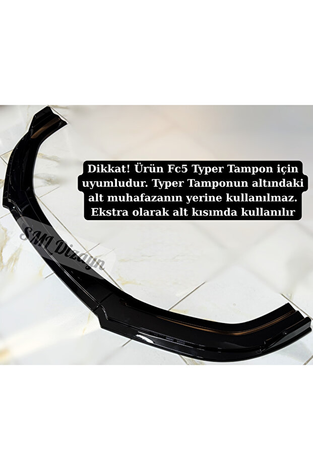SML Dizayn Honda Civic FC5 Uyumlu Type-R Ön Tampon Lipi - Parlak Siyah ...