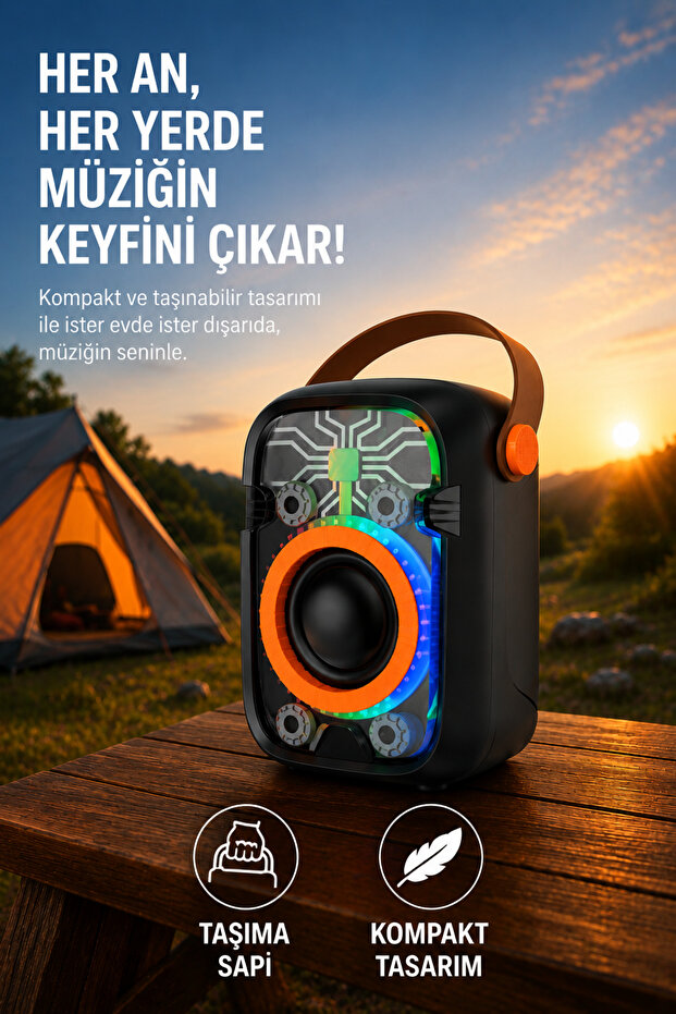 Abbruch Taşınabilir Bluetooth Hoparlör 10W Güçlü Ses RGB LED Işıklı TF ...