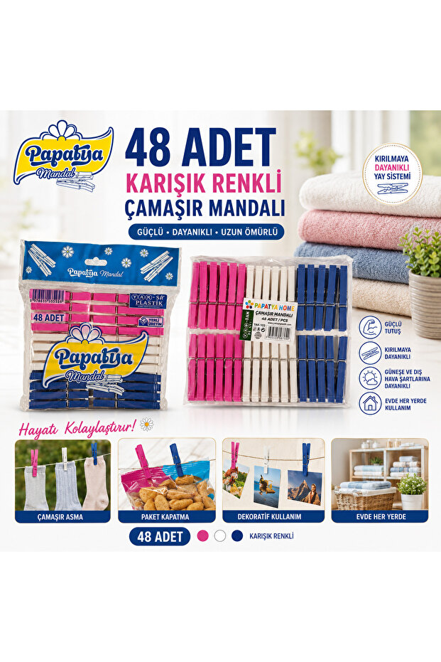 yaksan home DAİSY ÇAMAŞIR MANDALI 48 ADETLİ KARIŞIK RENKLİ - Fiyatı ...