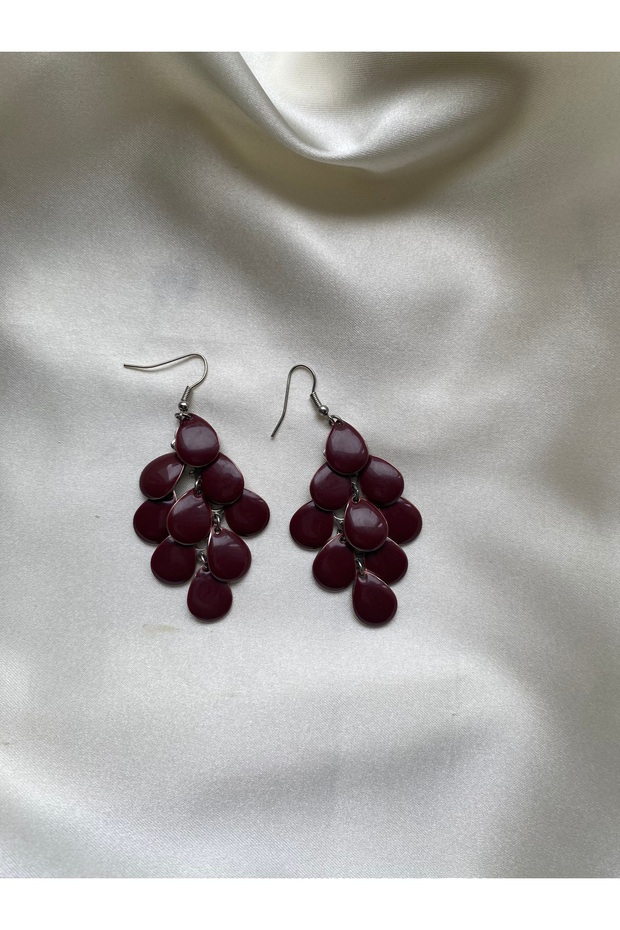 COLLECTİON Kadın Bordo Damla Taşlı Sallantılı Küpe Vintage Şık Tasarım ...