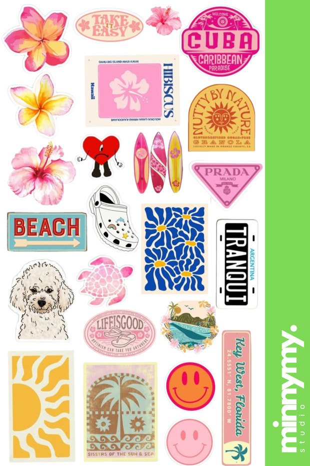 Minnymy Beach Lovers Collection Sticker, Çıkartma, Ajanda, Günlük ...