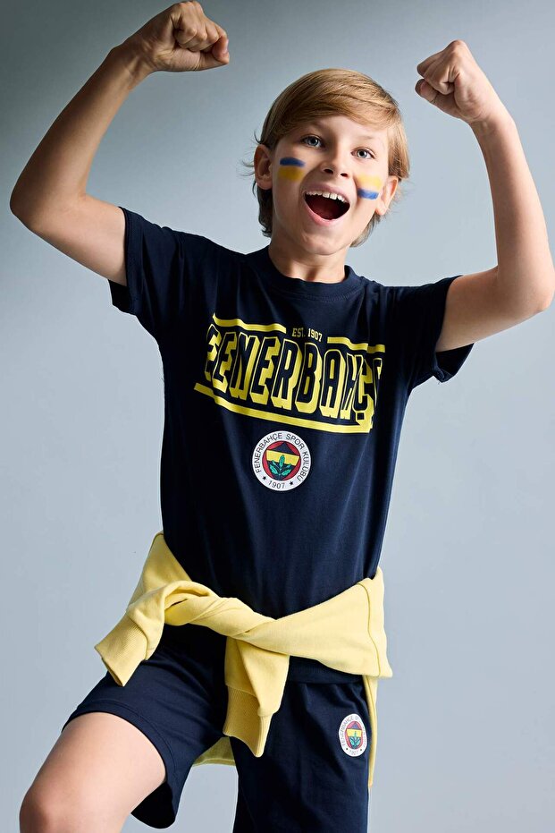 Defacto %100 Pamuk Fenerbahçe Kısa Kollu Pijama Üst Şort Pijama Alt 2 ...