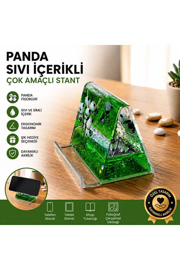 1DepoBu Panda Figürlü Sıvı Simli Telefon Standı | Çok Amaçlı Masaüstü ...