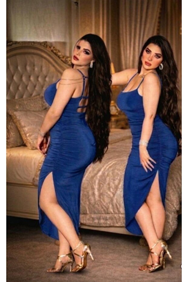 RAHAF TİCARET Kadın Askılı Yırtmaçlı Elbise - Fiyatı, Yorumları