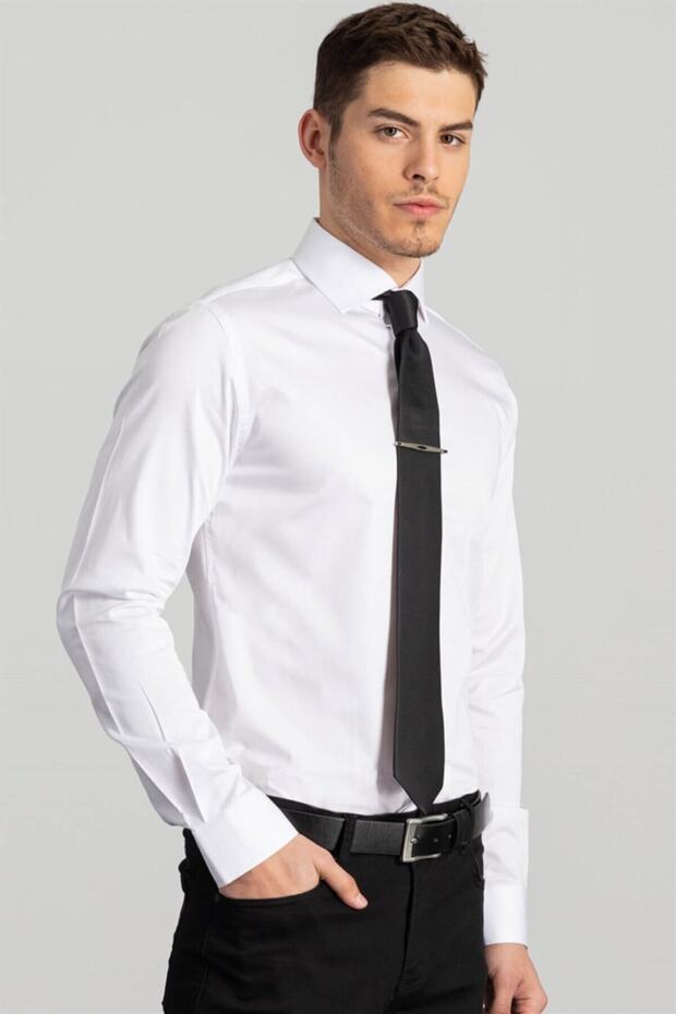 Cavanna Slim Fit White Satin Shirt- Trendyol