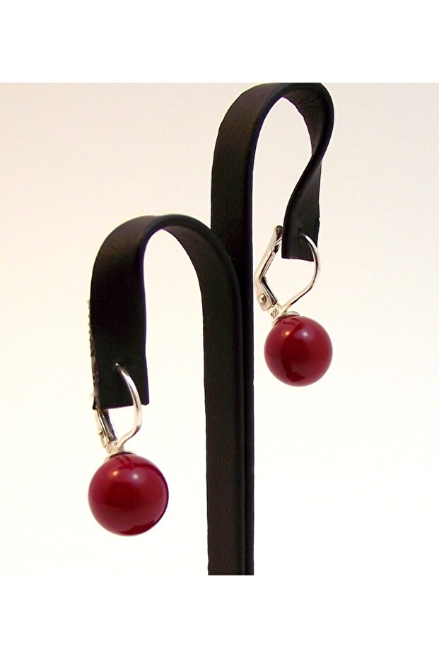 Aşina Gümüş Yeni Yıl Hediyesi 9 Mm Kırmızı Mercan Renkli Mayorka Inci ...