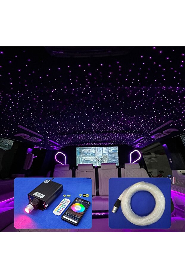 Star Fiber Optik Araç Içi Fiber Optik Yıldız Tavan 15W RGBW Led Işık ...