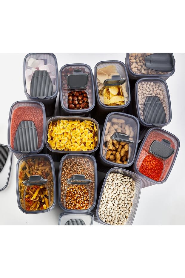 HOMENIVA مجموعة من 12 حاوية تخزين للبقوليات سعة 1.3 لتر - حجم متوسط 12 ...