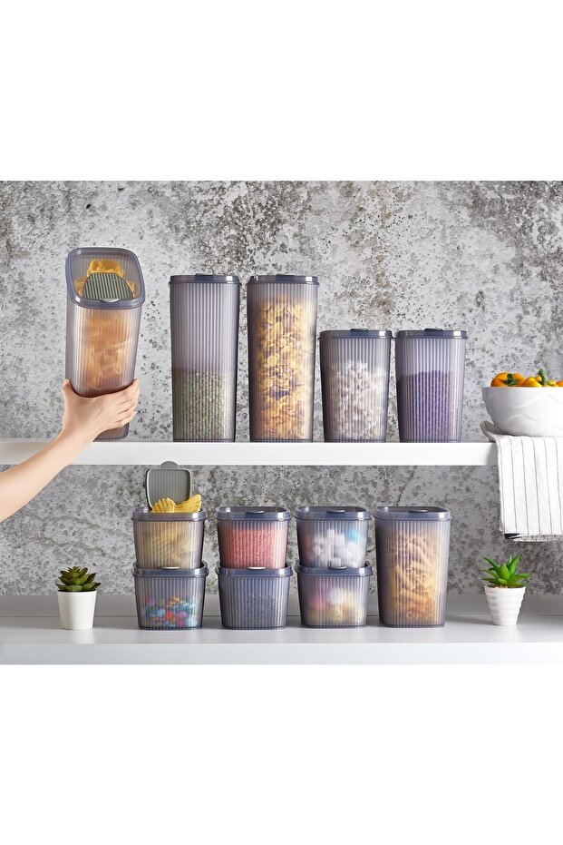 HOMENIVA مجموعة من 12 حاوية تخزين للبقوليات سعة 1.3 لتر - حجم متوسط 12 ...